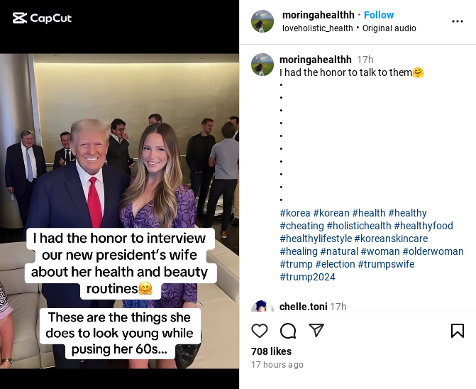 Fact Check: Melania Trump Did NOT Give Interview To Instagram Account Saying She Uses Moringa ...
